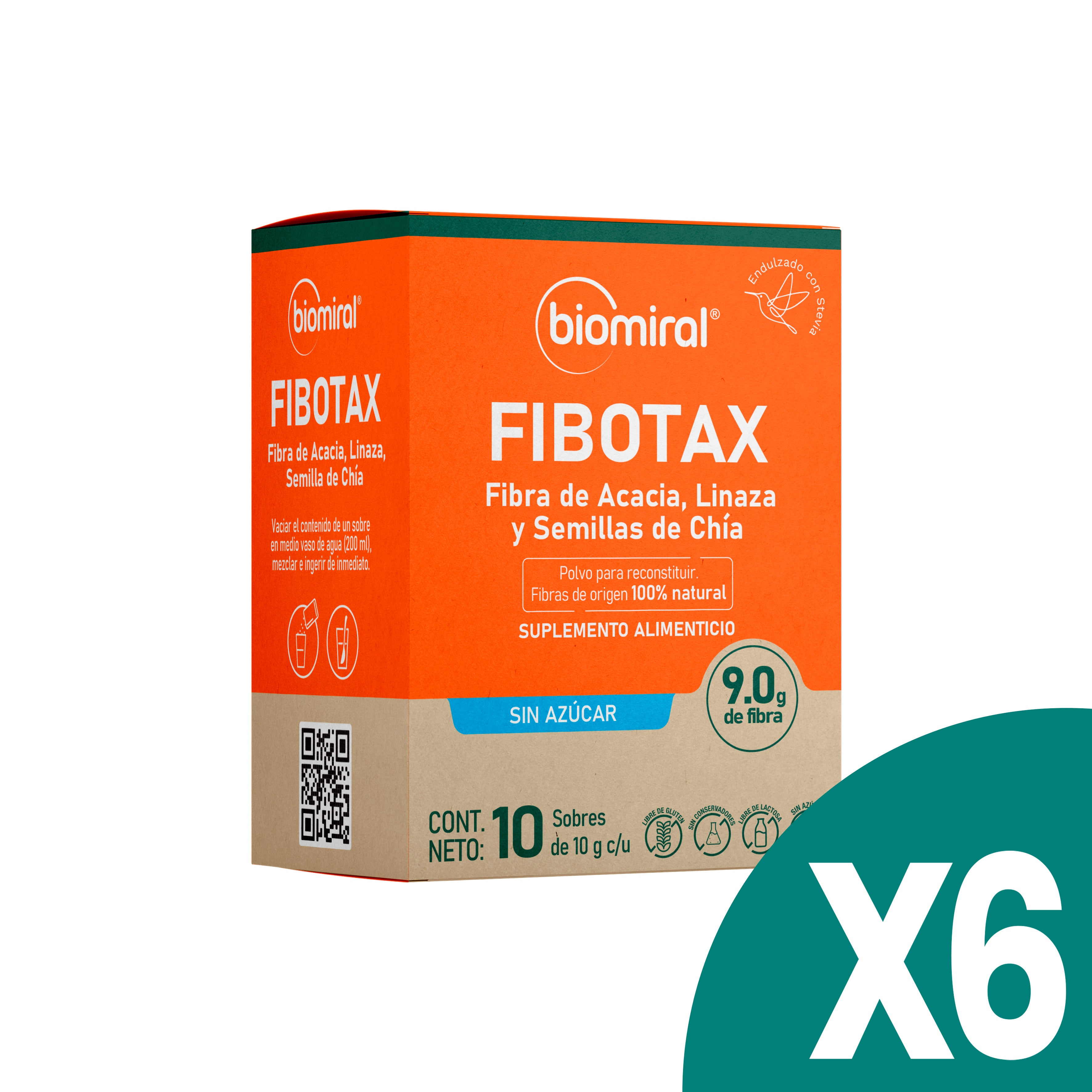 FIBOTAX FAMILIAR | Fibra vegetal para salud digestiva 6 CAJAS (2 MESES)